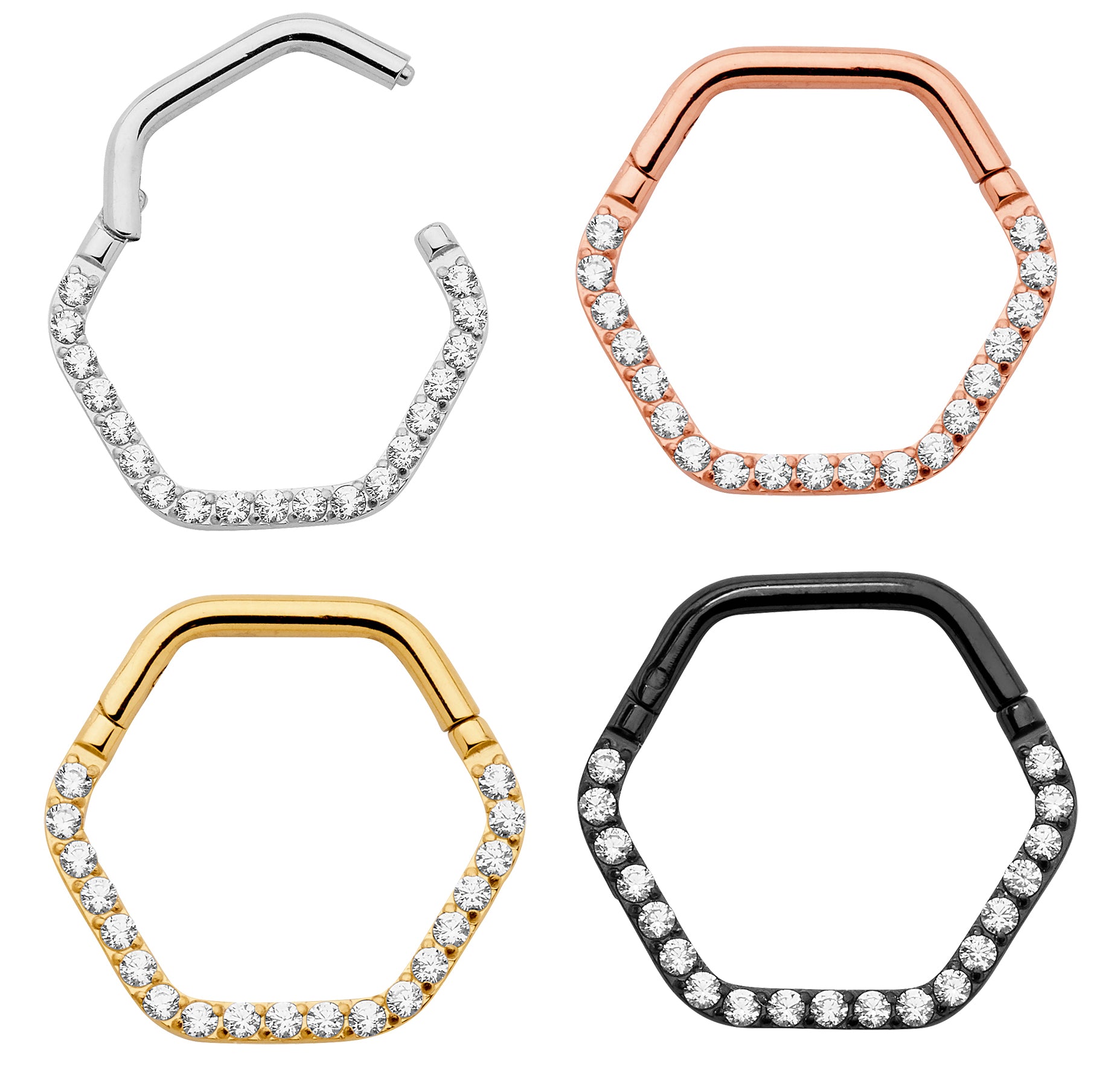 1 Piece Titanium Hexagonal Segment Ring Sleeper Earring Body Piercing ...