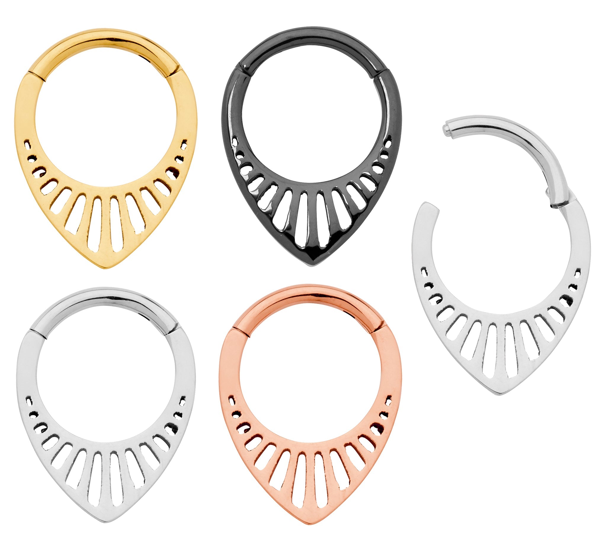 1 Piece Titanium Tear Drop Hinged Hoop Segment Ring Sleeper Earring ...