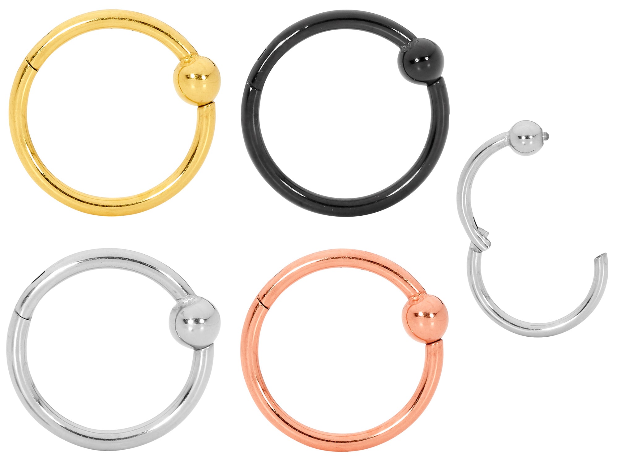 1 Piece Titanium Ball Closure Hinged Segment Ring Sleeper Earring – 365 ...